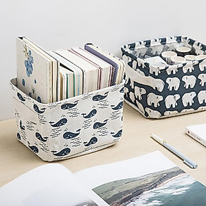 Kamuavni Foldable Storage Basket Small Collapsible Canvas Containers Organizers with Handle for Home Decor or Storing Toys, Keys, Sundries, Little Crafts, 9 Pack