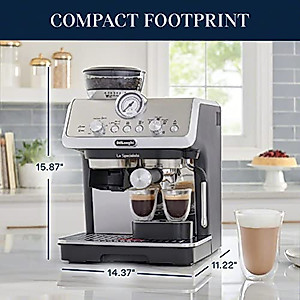 De’Longhi La Specialista Arte EC9155MB, Espresso Machine with Grinder, Bean to Cup Coffee & Cappuccino Maker with Professional Steamer, My Latte Art Milk Frother,Barista SS Kit Included, 1450W, Metal