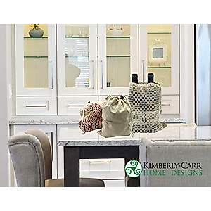 ZERO WASTE ORGANIC COTTON MESH REUSABLE PRODUCE BAG SET | Premium Washable Bags for Fresh Fruits & Vegetables | Compostable, Biodegradable | Sustainable Alternative to Plastic Bags | 4 Sizes | 7 Bags