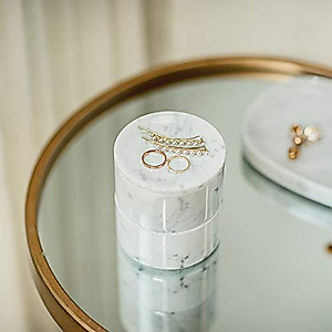 JIMEI Marble Jewelry Box Organizer Two-Tier Resin Storage Container with Removable Lid for Ring Necklace Bracelet Earrings, Rings and Accessories
