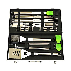 G & F 20-Piece Stainless-Steel BBQ Tool Kit, Strong, Sturdy, Heavy Duty Grilling Tool Kit in Portable Aluminium Carrying Case, Dishwasher Safe