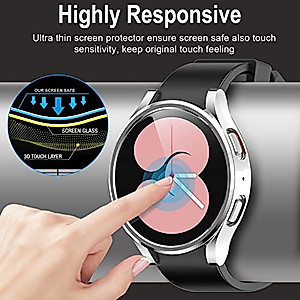 [4+4 Pack] BHARVEST for Samsung Galaxy Watch 5/Galaxy Watch 4 40mm Screen Protector and Case, 4 Packs Hard PC Frame Cover with 4 Sets Tempered Glass Film