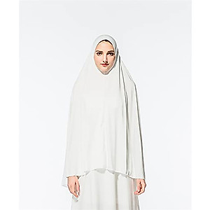 Qubanda Women Muslim Islam Headscarf Hijabs Muslim Headscarf Turban Jersey Hijabs Long Cape Hat, White, Large