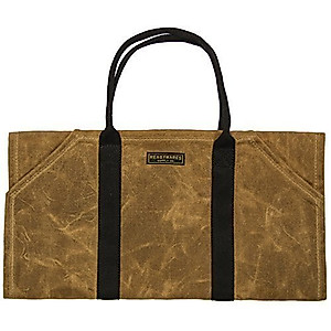 READYWARES Waxed Canvas Firewood Carrier, Heavy Duty Firewood Log Carrier, Classic Durable Design Tan