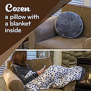 Portable Travel Pillow Blanket - Throw Pillow Converts to Blanket - 2 in 1 Combo, Soft, Fleece and Space Saving, for Home, Car Travel, Air Travel, Picnics, Hotel, Camping and Backpacking