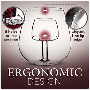 Tritan Shatterproof Aerating Wine Glasses by Chevalier Collection (Set of 2) - Made of Quality Plastic Material - Patented Wine Glass With Built In Aerator Decanter for Outdoor Use