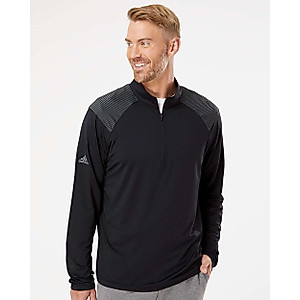 adidas Mens Shoulder Stripe Quarter-Zip Pullover, M, Glory Blue