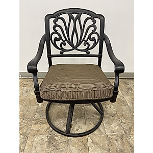 Patioland Elizabeth Outdoor Cast Aluminum Powder Coated 11-Piece Dining Set with Extendable 132in Rectangular Dining Table (Olefin Walnut Cushions)