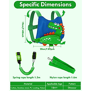 Lehoo Castle Toddler Leash for Boys, 4-in-1 Toddler Harness with Leash with Anti Lost Wrist Link for Kids, Baby Leash for Walking, Kids Leash Backpack (Dinosaur Blue)