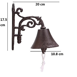 Cast Iron Wall Door Bell, Wall Mounted Welcome Door Bell Home Garden Decor, Retro, Rustic, Vine