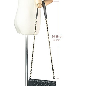 SUPXINJIA Purse Chain Strap - Microfiber Leather - Replacement for Crossbody Shoulder Bag - 51 Inch Long (Black)