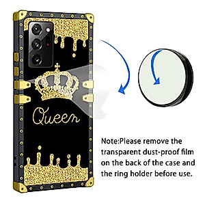 LSL Compatible with Samsung Galaxy Note 20 Ultra 5G Square Phone Case, Queen Golden Crown Luxury TPU Plating Corner Shockproof Protection Cover for Women Girls, for Samsung Galaxy Note 20 Ultra 5G