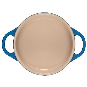Le Creuset Olive Branch Collection Stoneware Mini Round Cocotte, 24 oz., Marseille with Embossed Lid