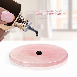 Beaupretty 1 Pc Eyelash Jade Stones Eyelash Extension Glue Pallet Holder Round Pallet Pad Resin Nail Art Plate Palette Makeup Palette (Pink)