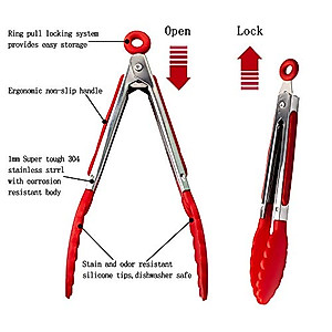 7 Pack Kitchen Tongs Set 7-Inch Color Mini Small Food Tongs with Stainless Steel Silicon Handles and Nylon Tips Heat Resistant Tongs for Cooking, Serving, BBQ, Grilling, Salad and More