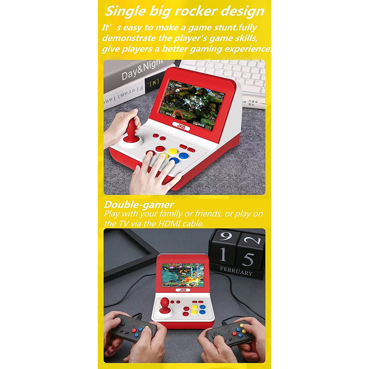 New JXD classic nostalgia big rocker retro Multiplayer mini arcade console Dual-core 32GB build in 9000 games more than 10 simulators such as mame/CPS/arcade mp3 mp4