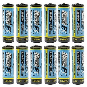 (12-Pack) HyperPS 3.2V LiFePo4 14430 (14 x 43mm) 400mAh Rechargeable Battery for Solar Panel Light, Tooth Brush, Shaver, Flashlight