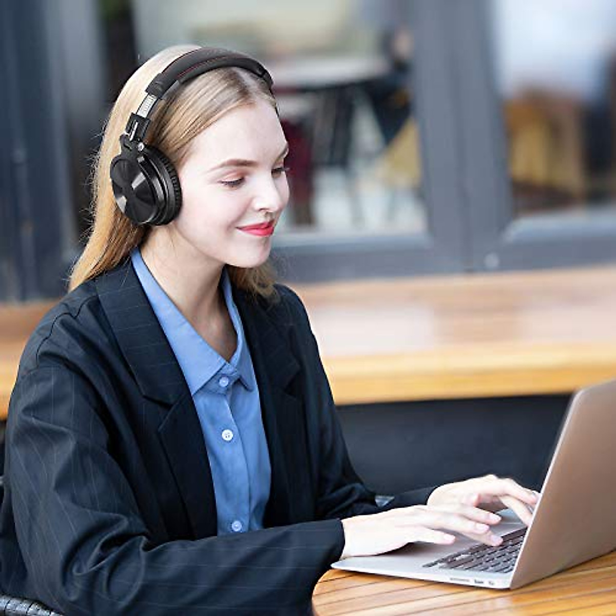 OneOdio Bluetooth Over Ear Headphones, 110 Hrs Wireless/Wired Stereo Sound Foldable Headsets with Deep Bass 50mm Neodymium Drivers for PC/Phone/Tablet - Studio Wireless Pro C, Black