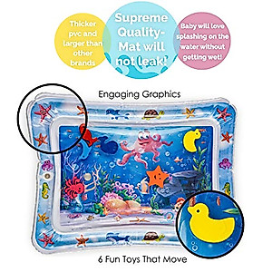 Splashin'kids Inflatable Tummy Time Premium Water mat Infants and Toddlers is The Perfect Fun time Play Activity Center Your Baby's Stimulation Growth