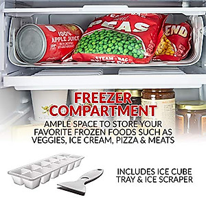 Nostalgia Coca-Cola Refrigerator with Freezer, 3.2 Cu. Ft., Adjustable Temperature Cools as Low as 32 Degrees, Bottle Opener, Ice Cube Tray, Scraper Included, Black