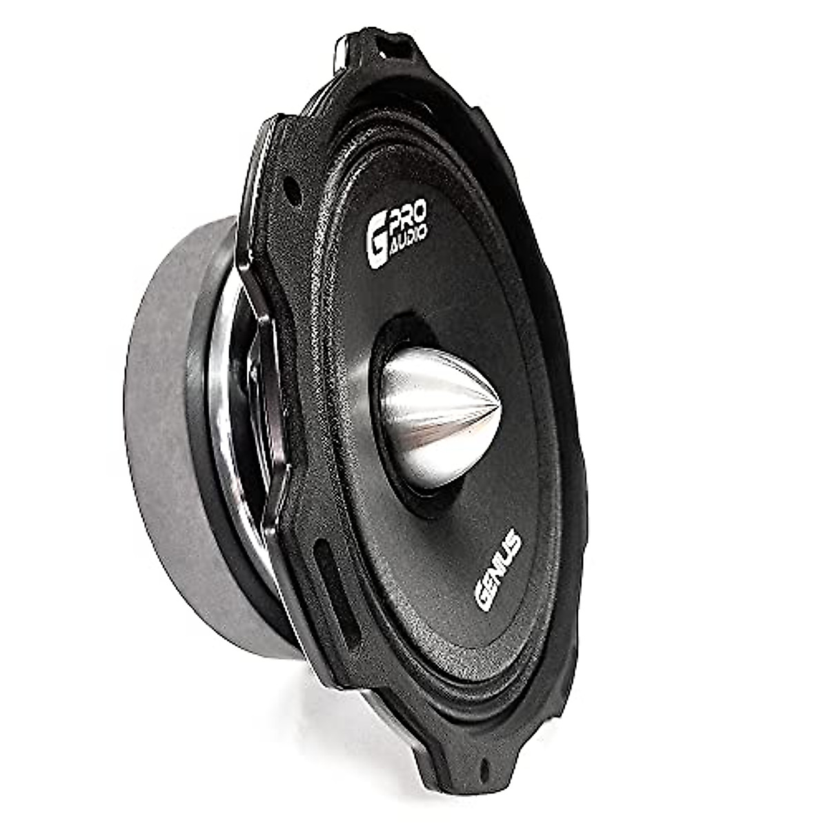 Genius Audio GPRO-M0765 6.5" 300 Watts Max 150 Watts RMS Pro Audio Midrange Speakers Push Connector Aluminium Bullet Car Audio Speaker Ferrite Magnet 4 Ohm Reinforced Paper Cone (1 Speaker)