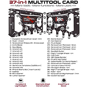 37-in-1 Wallet Tool Card Gift. Black Credit Card Bottle Opener Multitool with Multifunction Tools. Best Stocking Stuffer Gifts for Men, Dads, Husbands, HandyMen & Outdoor Enthusiasts