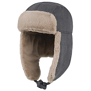 Connectyle Mens Trooper Trapper Hat with Ear Flaps Winter Warm Hat Windproof Cold Weather Hat Black