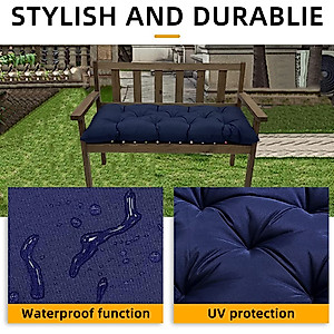 Srutirbo Waterproof Indoor/Outdoor Bench Cushion Garden Non-Slip Swing Chair Cushion,Thicken 8CM Loveseat for Patio Furniture Wicker Bench, Indoor Lounger Seat (47x19in, Light brown)