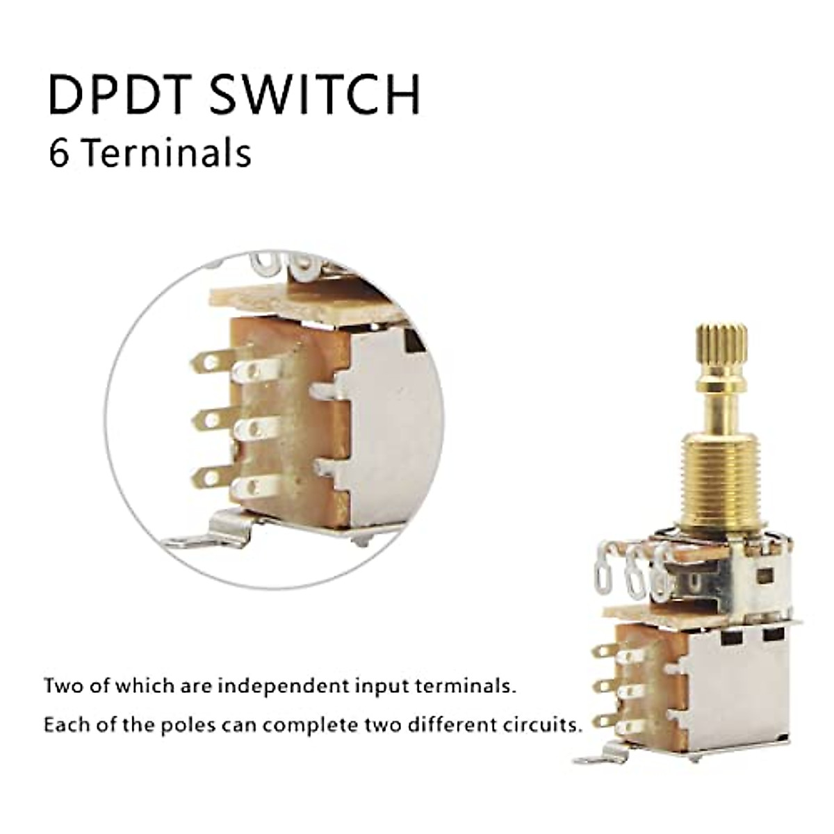 FLEOR 2pcs B500K Push Push Guitar Pots Linear Taper Potentiometers Long Copper Split Shaft