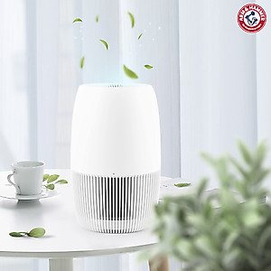 Arm & Hammer, AH301W HEPA Air Purifier for Home Office, Desktop Air Cleaner Removes 99.97% Allergies, Smoke, Dust, Pollen, Pet Dander, Odor, Germs, Mold, Pearl White