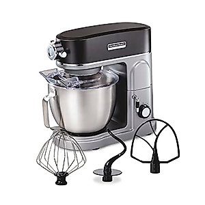 Hamilton Beach Professional All-Metal Stand Mixer with Specialty Attachment Hub, 5 Quart Bowl, 12 Speeds, Includes Flat Beater, Dough Hook, Whisk (63240)