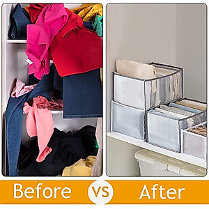 3PCS Washable Wardrobe Clothes Organizer,7 Grids Foldable Visible Closet Organizer Clothes Drawer Mesh Separation Box for T-shirt,Legging,Skirts,Jeans,Kid Clothes