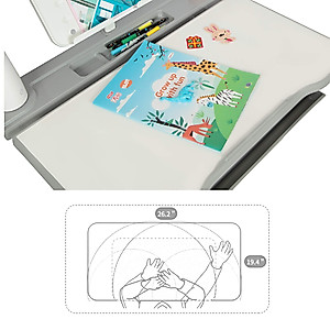 Diroan Kids Desk and Chair Set, Multi-Functional Height Adjustable Children School Study Desk with Storage, Tilt Desktop, LED Light, Book Stand & Metal Hook for Boys Girls, Pink