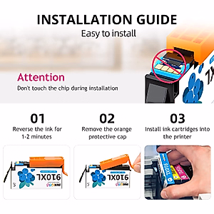 INKFUN 910 910xl Ink Cartridges Combo Pack Replacement for Printer Ink 910 for OfficeJet Pro 8020 8025 8025e 8035 8035e 8028 8022 8015 Printer, Black Cyan Magenta Yellow(4 Pack)