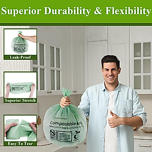 C Crystal Lemon 50 Count Biodegradable Kitchen Food Waste Bags - BPI Certified 6 Gallon Scraps Bags - Heavy Duty Compostable Waste Bags for Kitchen - Unscented Trash Bags 6 Gallon for Yard, Food