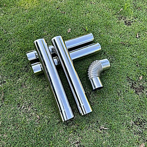 SoloWilder Wood Stove Pipe Flue Extension Stainless Steel Chimney, Diameter 2.36", 4 Straight with 1 Elbow(36cm/14.17in)