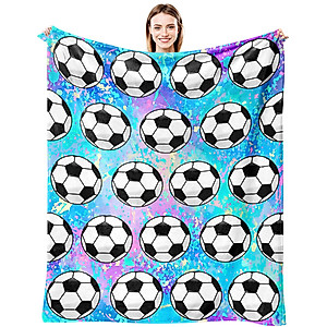 Soccer Blanket Gifts for Girls Ultra Soft Flannel Merch Soccer Throw Blanket for Soccer Lovers Players Team Soccer Gifts Stuff 50"x40"