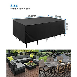 SOUKAHU Patio Furniture Set Cover Outdoor Sectional Sofa Set Covers, Outside Table Cover Waterproof Rectangle, Waterproof Patio Table and Chair Cover 83.5× 52× 29Inch