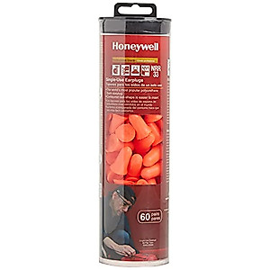 Honeywell Safety Products Pre-Shaped Foam Earplugs, 60 Pair Tube (RWS-53008)