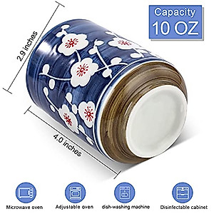 Junrutc Tea Cups,Pottery Chinese Tea Cup Set of 4,Japanese Yunomi Tea Cups,Asian Porcelian Tea Cups,10 oz,Handleless Ceramic Cup for Matcha Tea,Green Tea,Latte,Cappuccino.