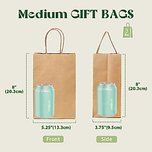 MESHA Kraft Paper Bags 5.25x3.75x8 Brown Small Gift Bags with Handles Bulk,100 Pcs Kraft Paper Bags for Small Business,Birthday Wedding Party Favor Bags,Paper Shopping Bags