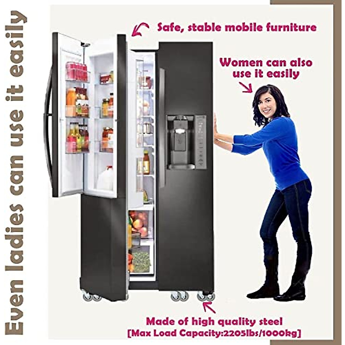 Furniture Sliders Dolly Movers, Furniture Moving Tools, Heavy Duty Furniture Lifter Kit, Safe Transport Tool Include 4 Universal Wheel Sliders and Crowbar, for Various Furniture