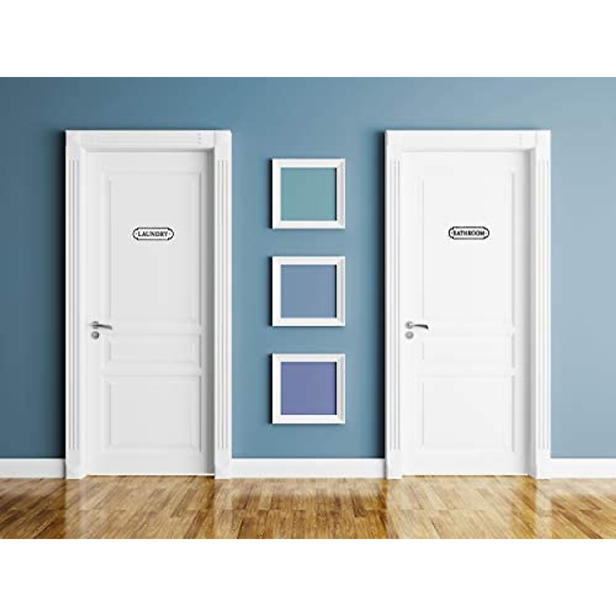 AuldHome Farmhouse Decor Metal Signs, Set of 4 Decorative Cast Iron Door Room Plaques with "Pantry", Office", Bathroom" and "Laundry"