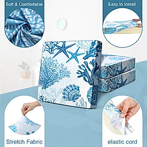 Tingjoo 8Pcs Patio Stretch Sofa Cushion Cover Outdoor Cushion Cover Replacement Patio Furniture Cushions Couch Slipcovers Chair Seat Cover Soft Flexibility Protector (Blue Ocean)