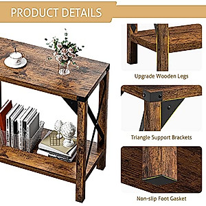 IDEALHOUSE Narrow End Table for Small Spaces, Rectangular Farmhouse Nightstand Sofa Side Table for Living Room, Bedroom, Lounge(Vintage)