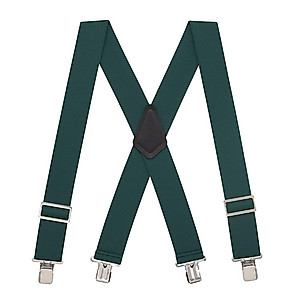 Suspender Store 2-Inch Wide Low-Stretch Logger Suspenders - Strong Gator Clip - 54" for 6'1" to 6'5" tall - Hunter