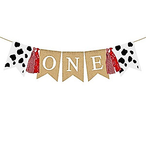 Rainlemon Farm Boy Girl 1st Birthday Party One High Chair Banner Barnyard Cow Theme First Birthday Highchair Garland Decoration