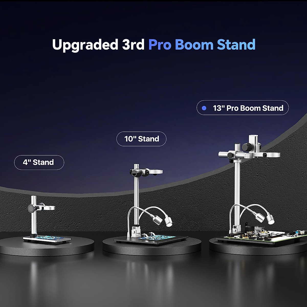 TOMLOV Digital Microscope 13" Pro Boom Stand Base BS04, 42MM(1.65INCH) Diameter Holder Ring for DM401 DM402 Pro Max DM9 DM201 DM202 DM501 Arm LCD Coin Microscope 2k Digital Magnifier