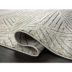 Abani Contemporary Cream & Grey Geometric Area Rug - 7'9" x 10'2" (8x10) Non-Shed Rugs Modern Triangle Pattern Living Room Carpet