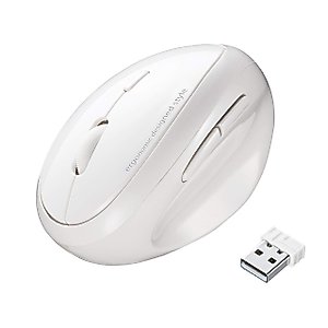 SANWA 2.4G Wireless Ergonomic Mouse White, Vertical Optical Ergo Mouse Small Hands, Cordless Mice for Wrist Pain, 800/1200/1600 DPI, 5 Buttons, Compatible Mac, Windows, PC, Desktop